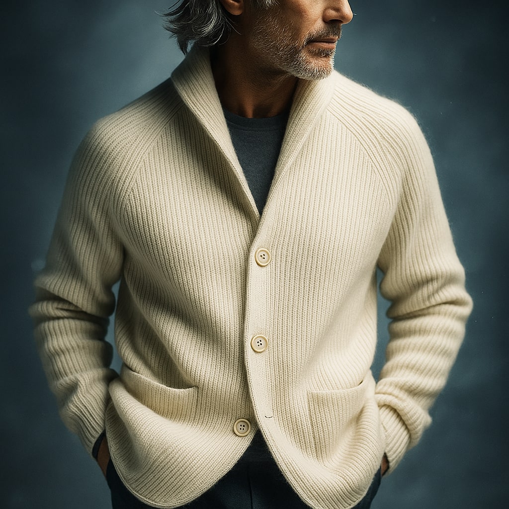 SILVORO | CARDIGAN EN LAINE À CÔTES POUR HOMME – ebi